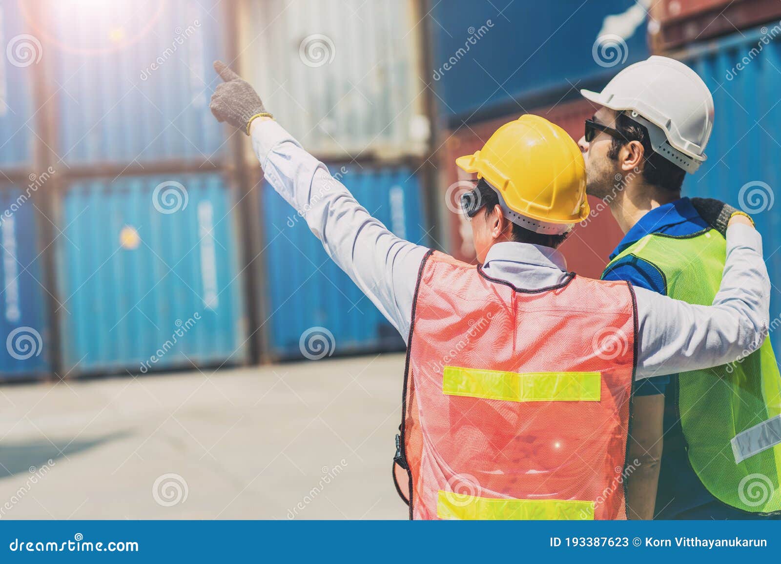 Staff Foreman at Warehouse Container Cargo Loading Area Good Cooperate ...