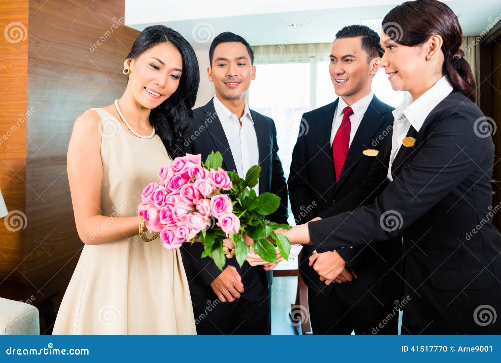 Staff Greeting Guests in Asian Hotel Stock Photo - Image of welcome ...
