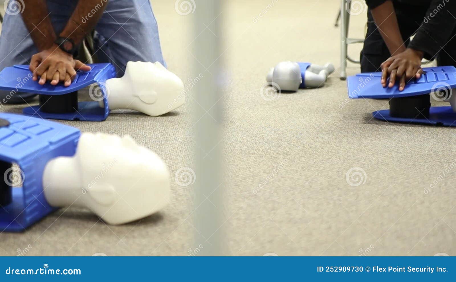 Staff Practicing First Aid Cpr with AED Machine and Dummy Dolls Stock ...