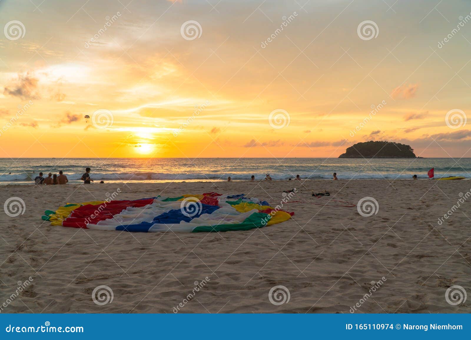 Pulling Speedboat Out Of Lake Up Boat Ramp With Sailing Rope. Sunset ...