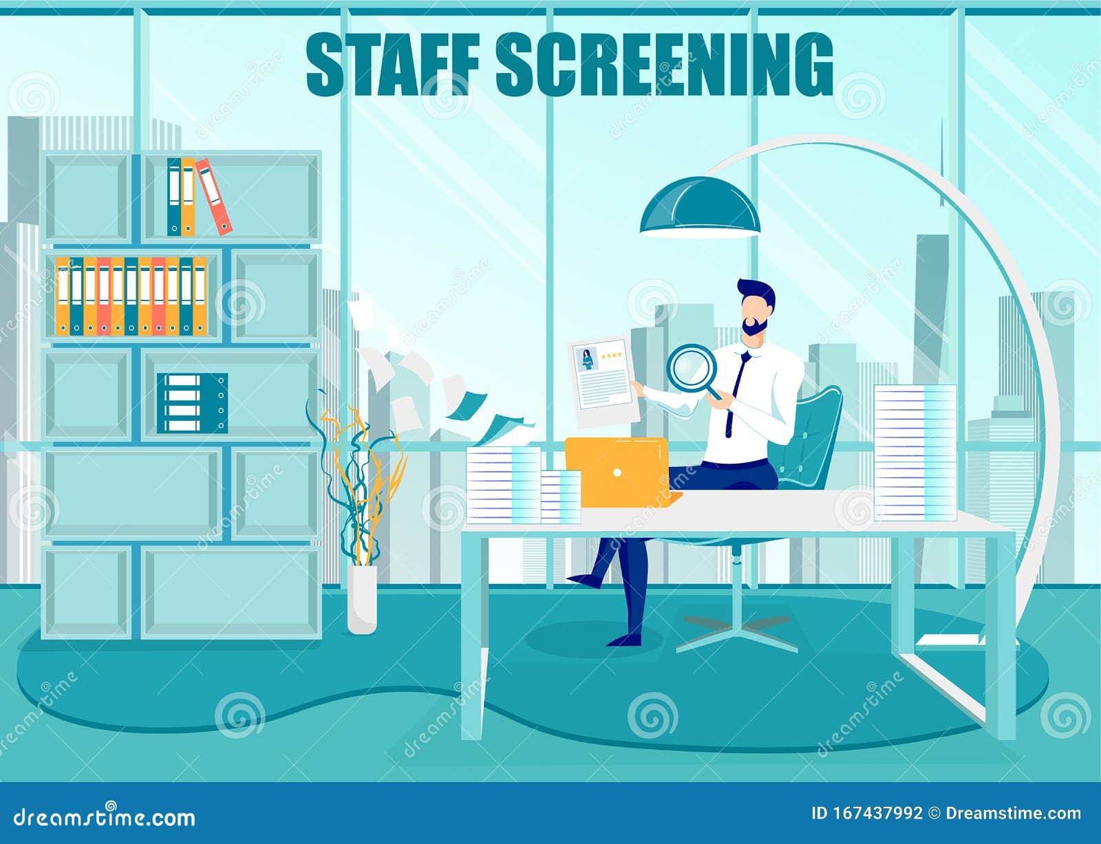 Staff Screening, Corporate Teamwork Optimization Stock Illustration ...