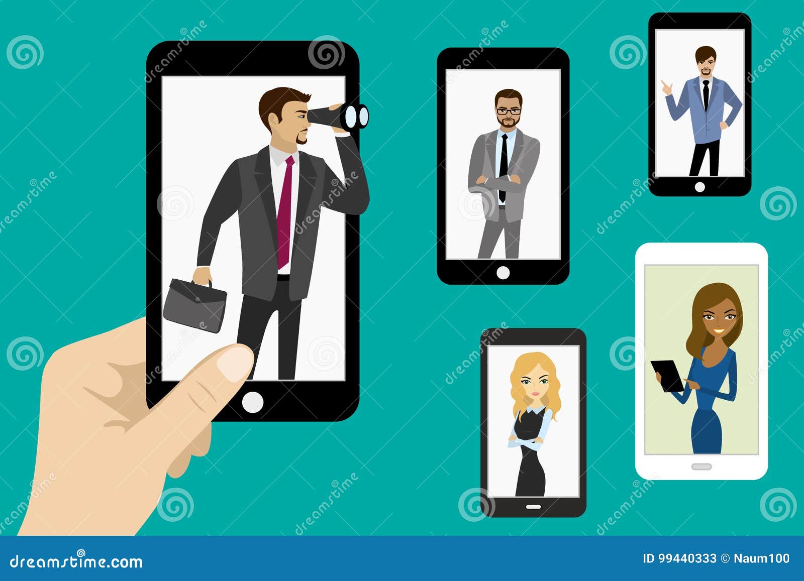 Staff Search Using a Mobile Phone Stock Vector - Illustration of ...