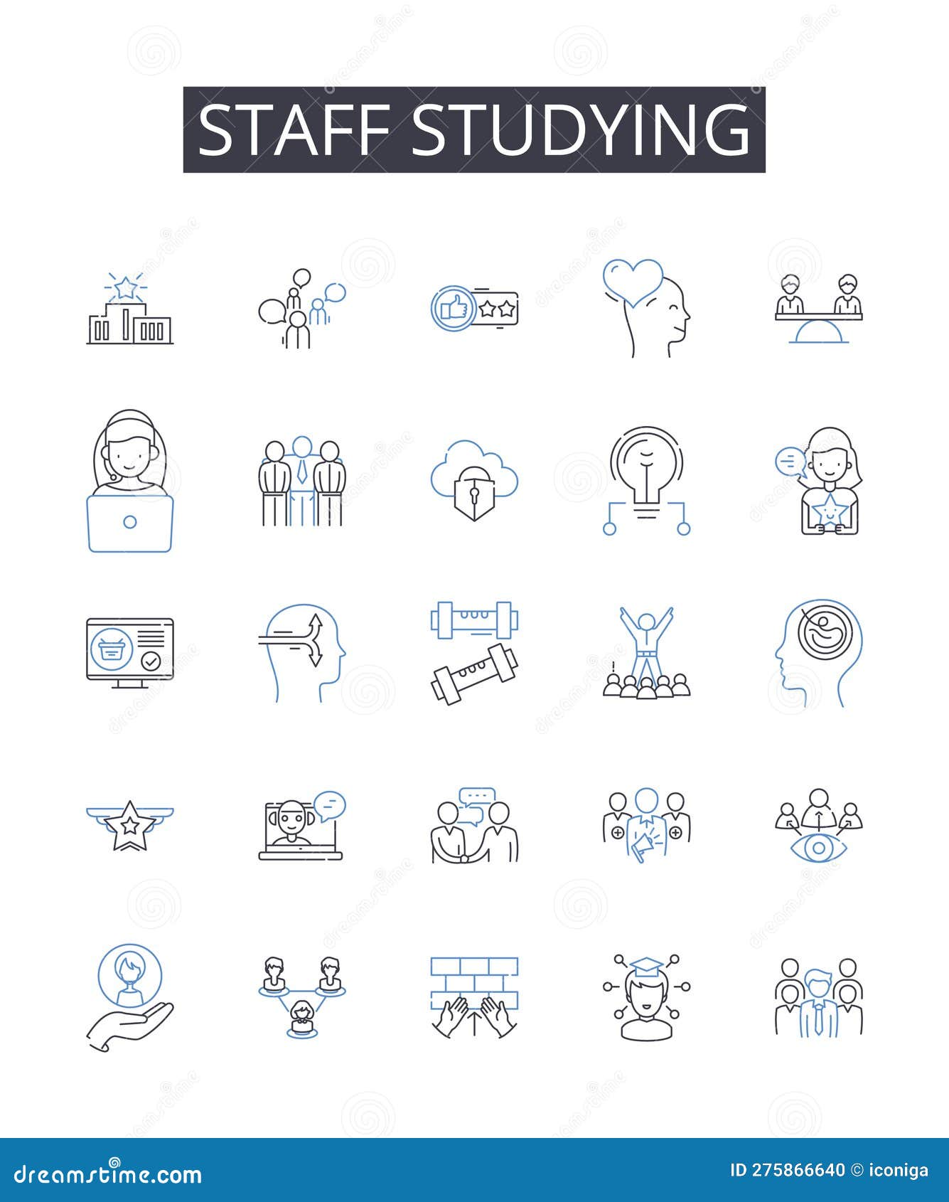 Staff Studying Line Icons Collection. Employee Learning, Team Training ... Staff Studying Line Icons Collection. Employee Learning, Team Training ...