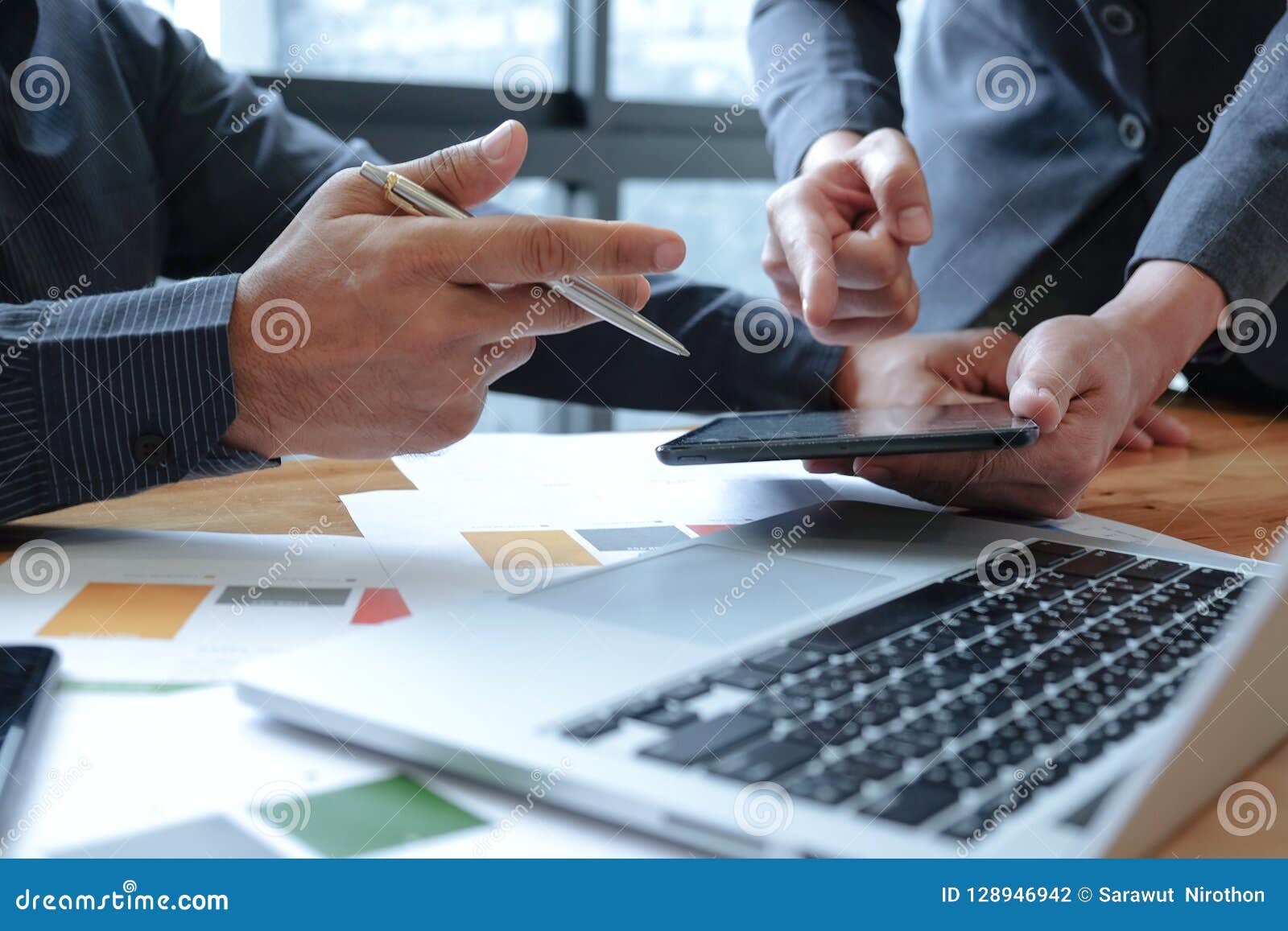 Staff Teams are Using Tablet and Laptop. Stock Photo - Image of graph ...