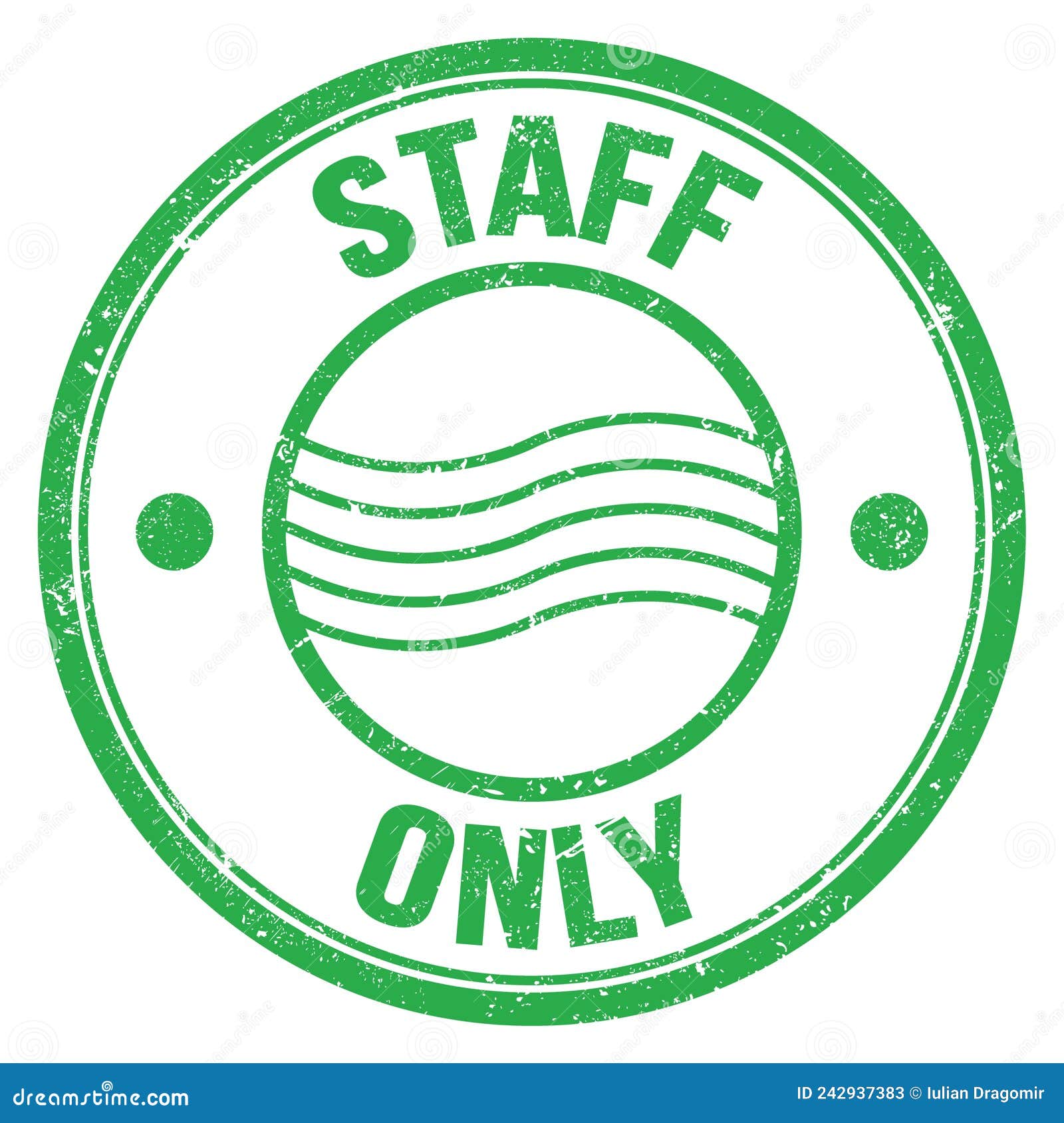 STAFF only Text on Green Round Postal Stamp Sign Stock Illustration ...