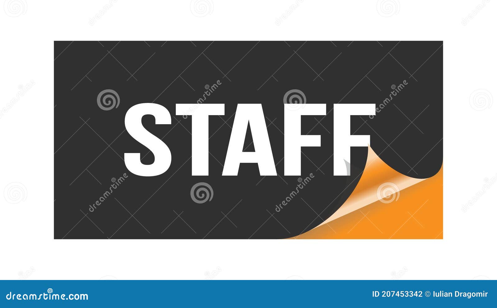 STAFF Text Written on Black Orange Sticker Stock Illustration ...