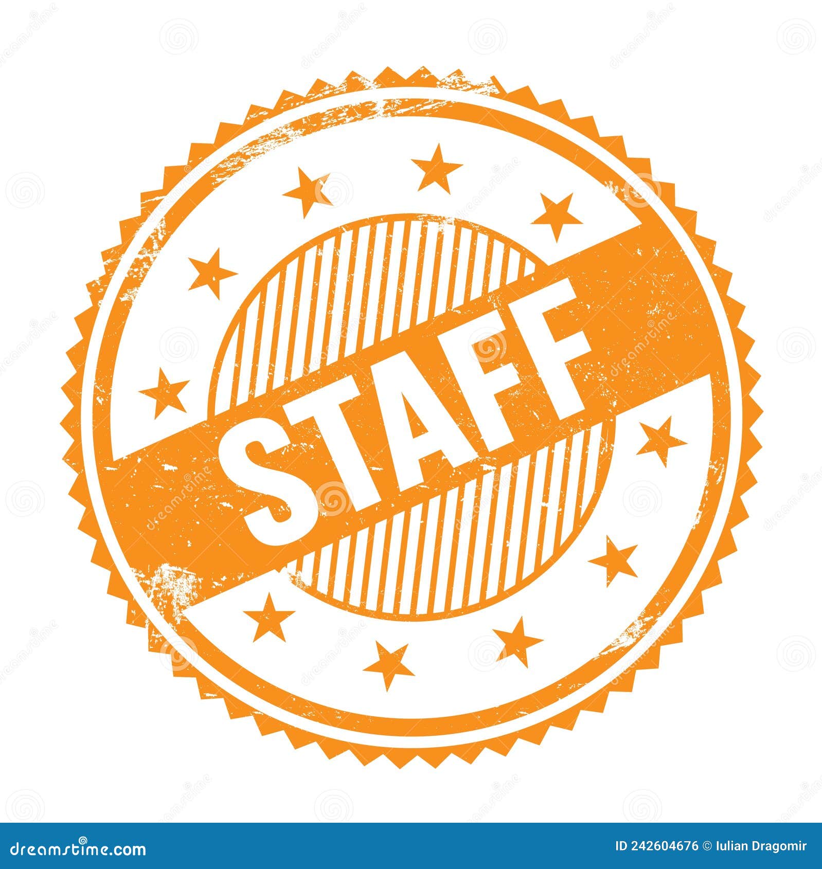 STAFF Text Written on Orange Grungy Round Stamp Stock Illustration ...