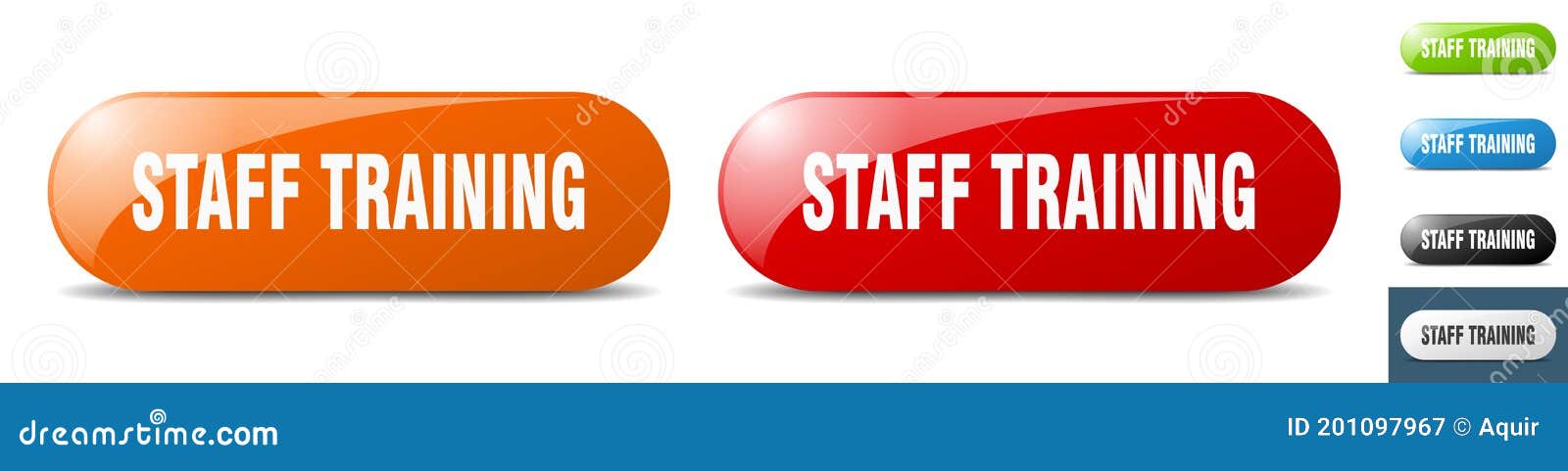 Staff Training Button. Key. Sign. Push Button Set Stock Vector ...