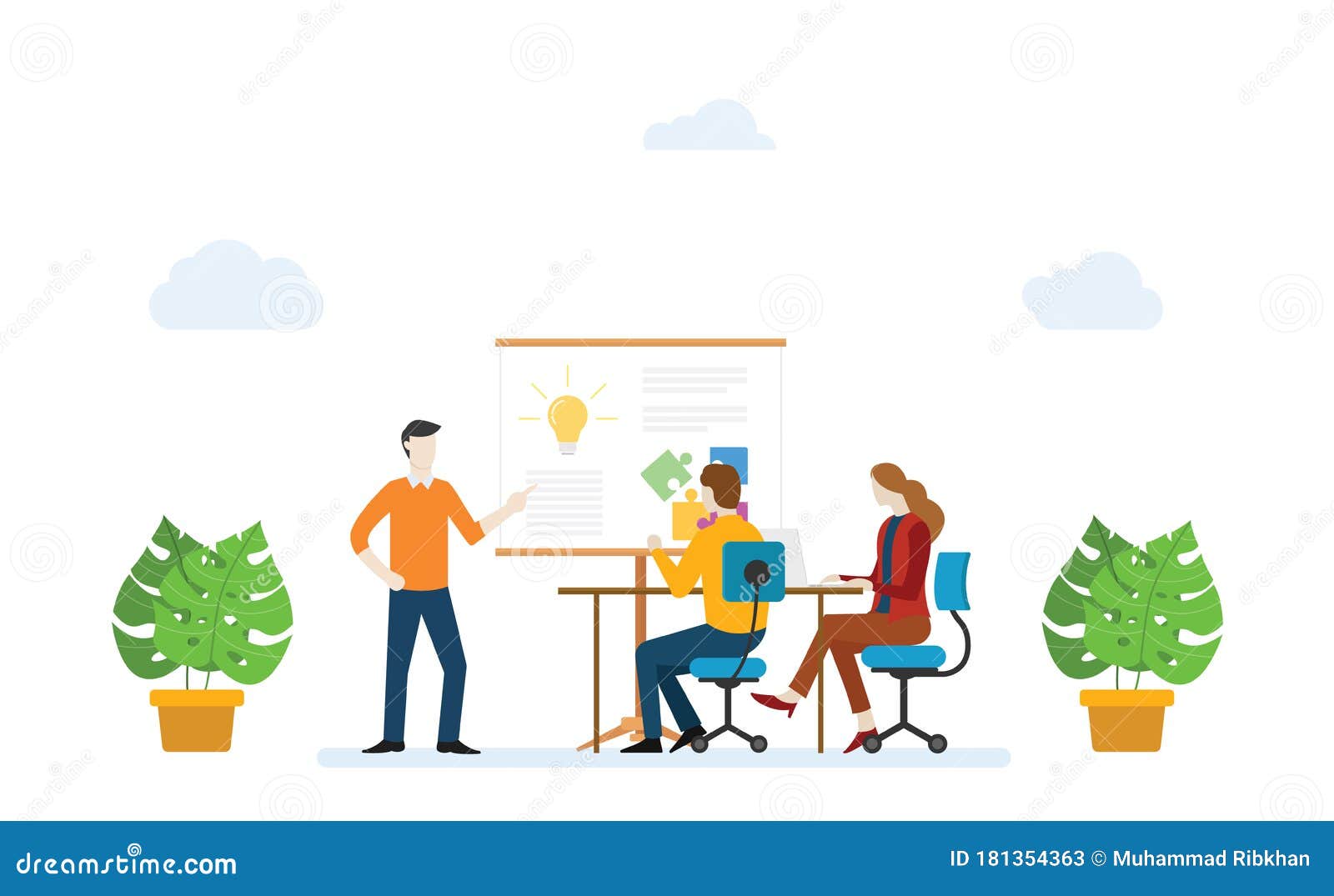 Staff Training Concept with Trainee and New Employee Learning Together ...