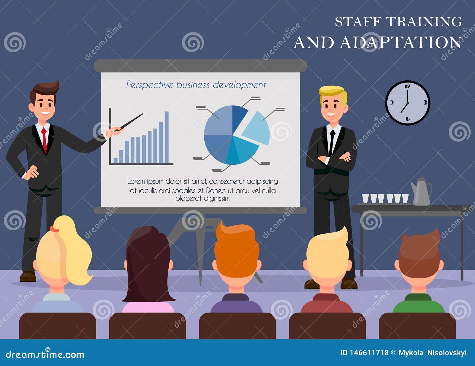Staff Training Flat Vector Web Banner with Text Stock Vector ...