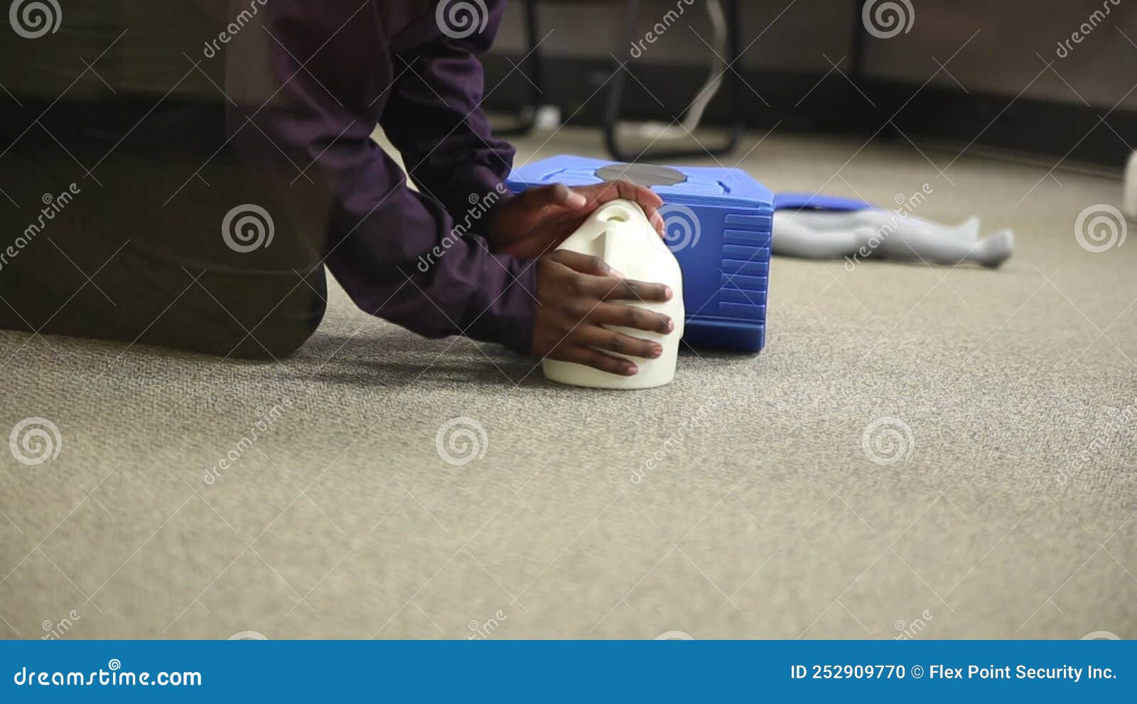 Staff Practicing First Aid Cpr with AED Machine and Dummy Dolls Stock ...
