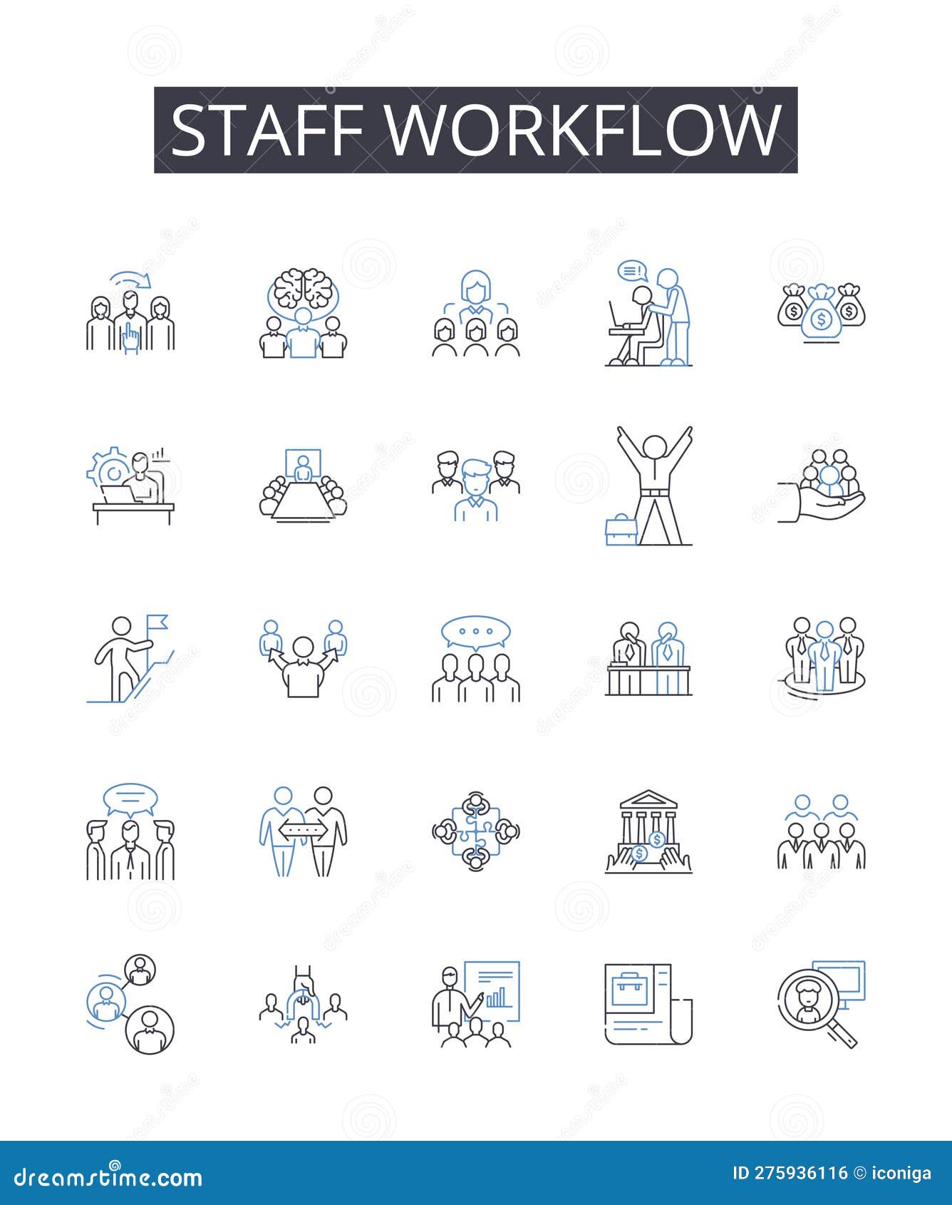 Staff Workflow Outline Icons Collection Staff Workflow Planning