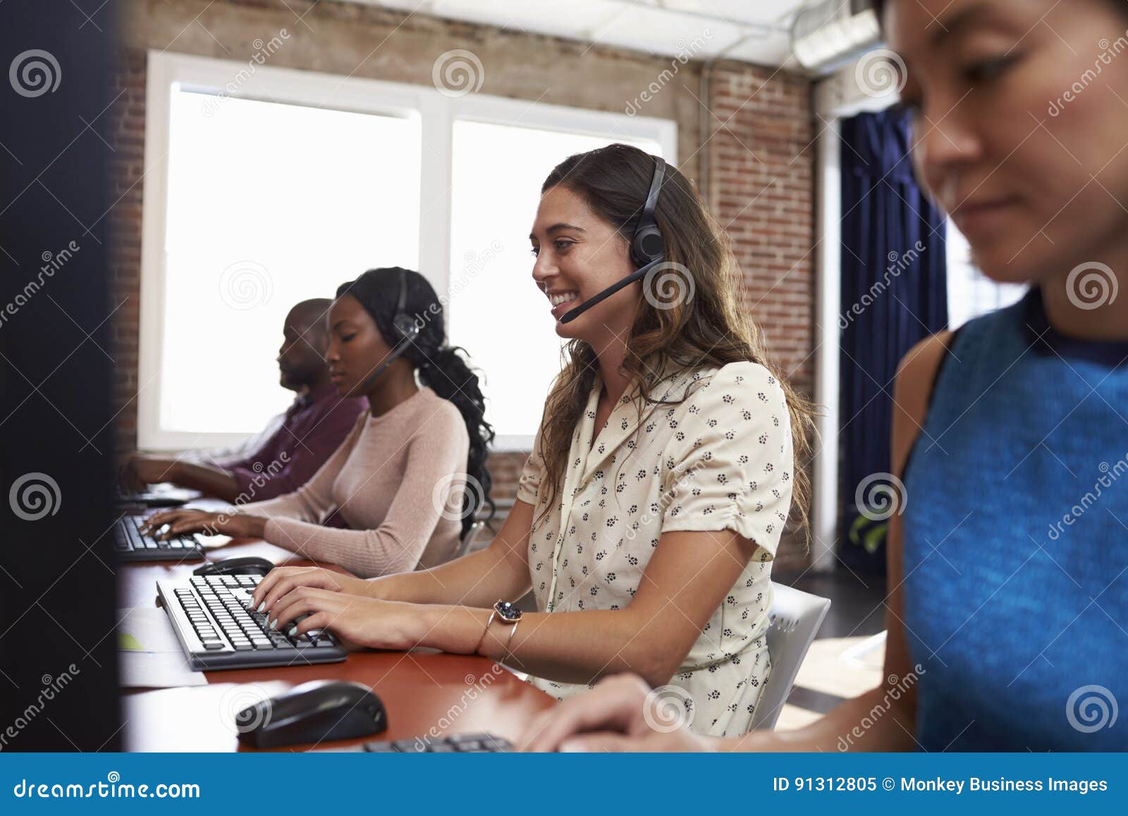 Staff Working in Busy Customer Service Department Shot Stock Image ...