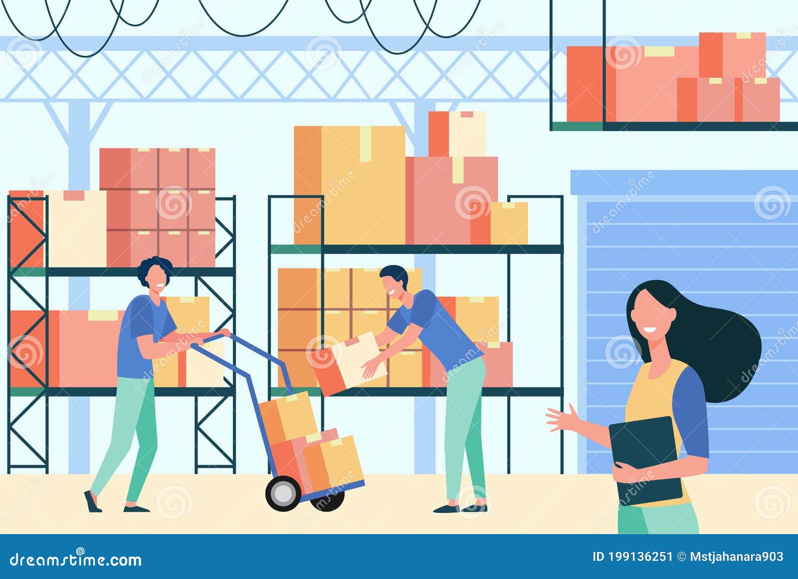 Staff Working in Logistic Storage Stock Vector - Illustration of ...