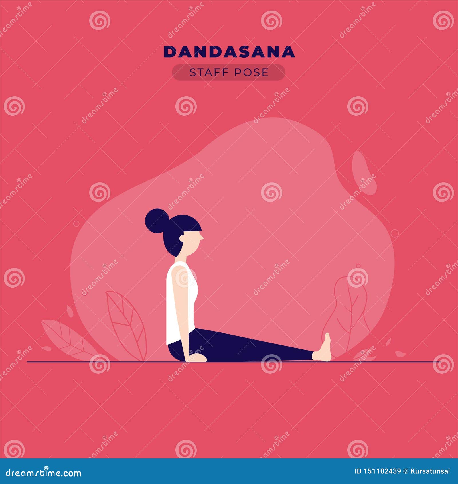 Staff Yoga Pose Illustration Stock Vector - Illustration of meditation ...