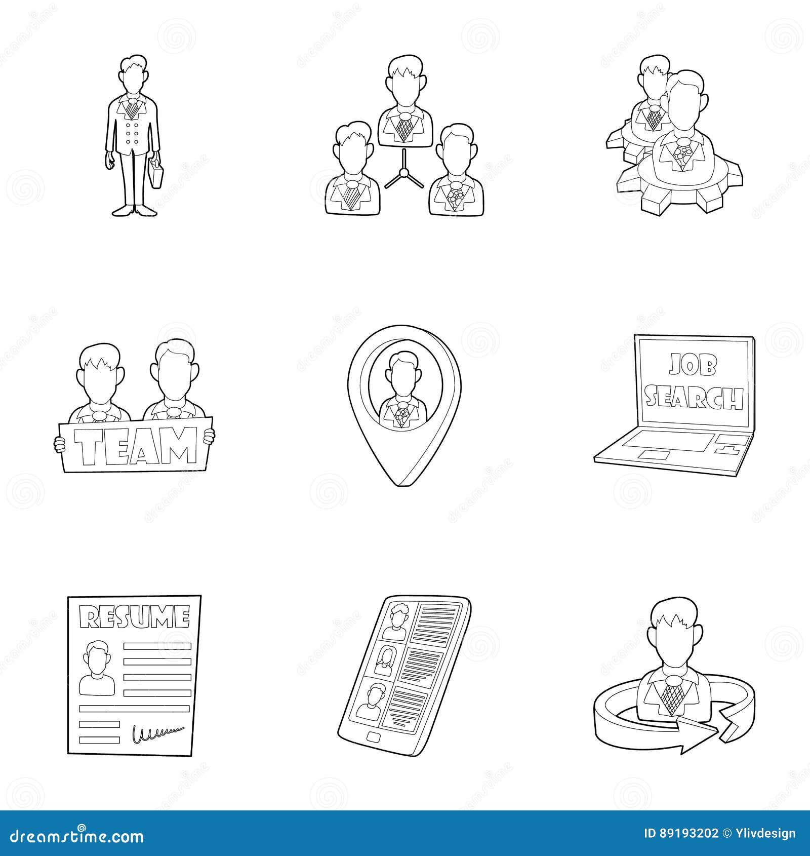 Staffing Agency Icons Set, Outline Style Stock Vector - Illustration of ...