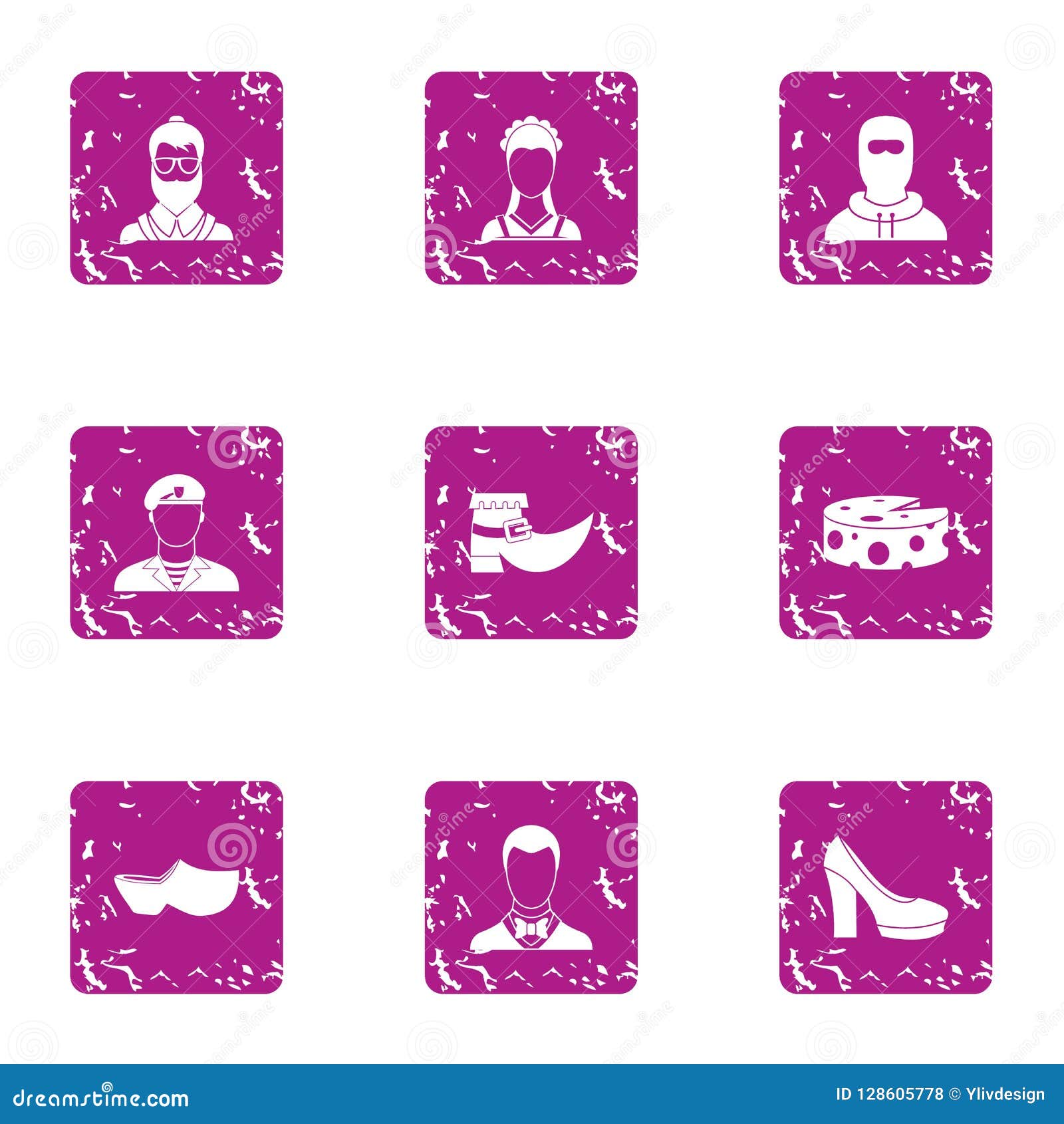 Staffing Icons Set, Grunge Style Stock Illustration - Illustration of ...
