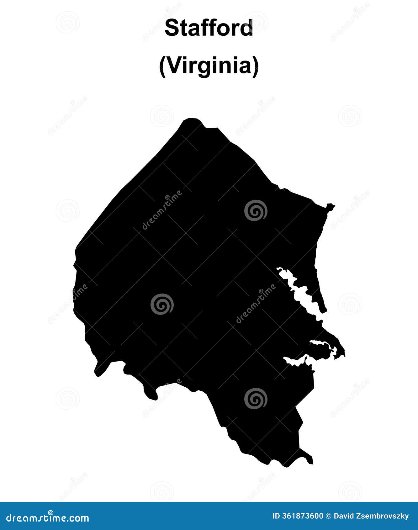 Map Of Stafford County In Virginia State On White Background. Single ...