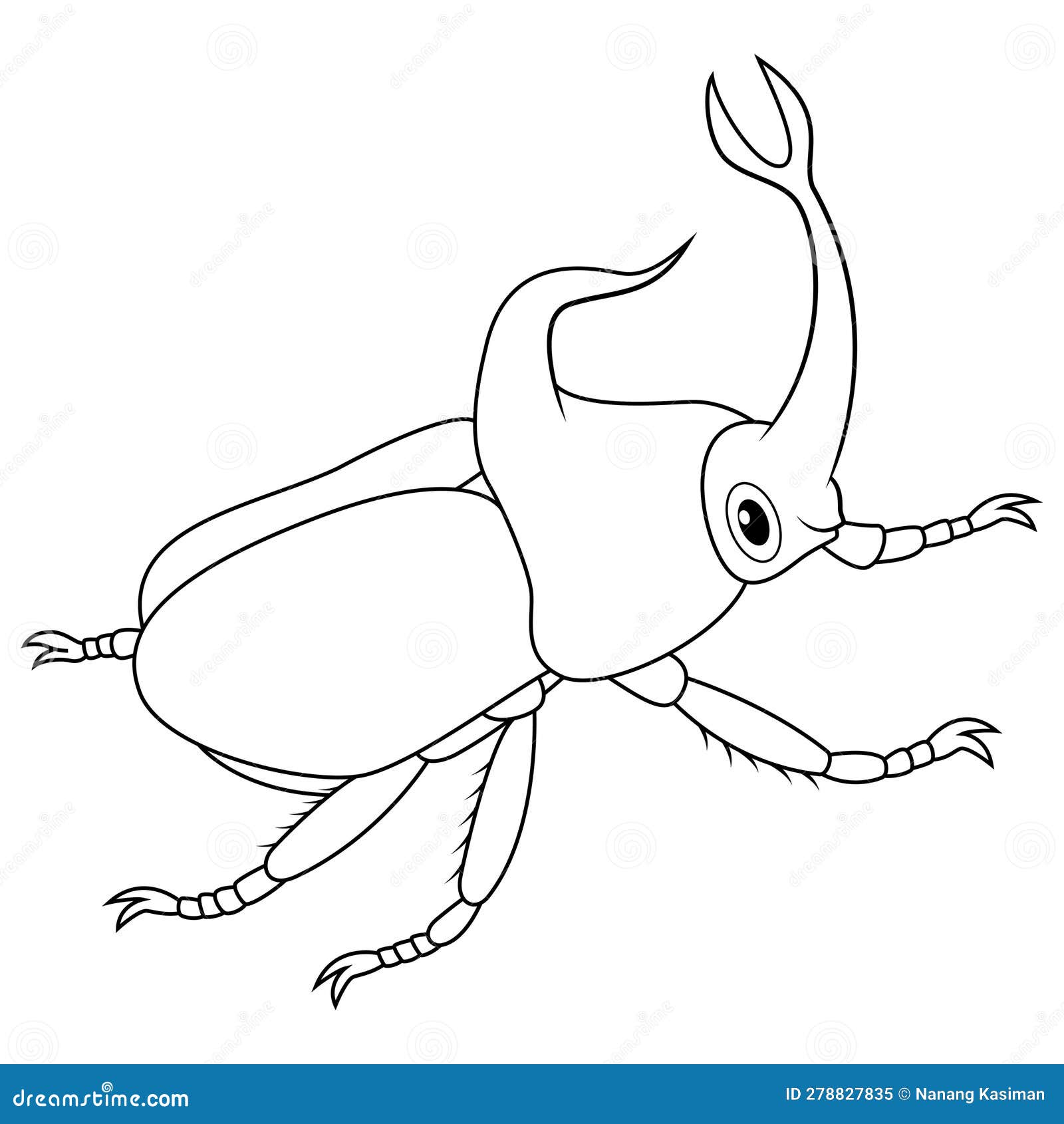 Stag Beetle Cartoon Line Art Stock Vector - Illustration of clothing ...