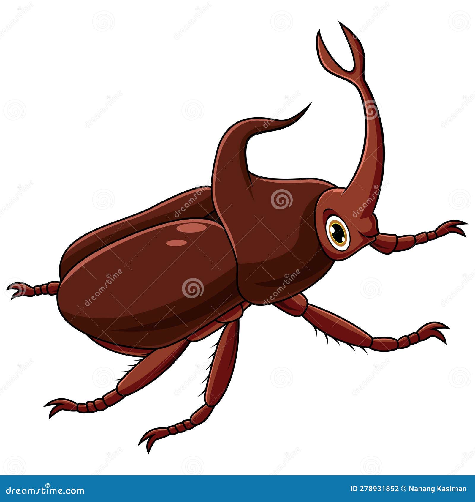 Stag Beetle Cartoon on White Background Stock Vector - Illustration of ...