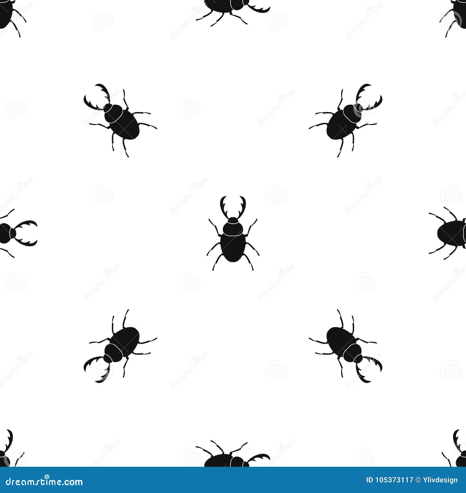Stag Beetle Pattern Seamless Black Stock Vector - Illustration of black ...