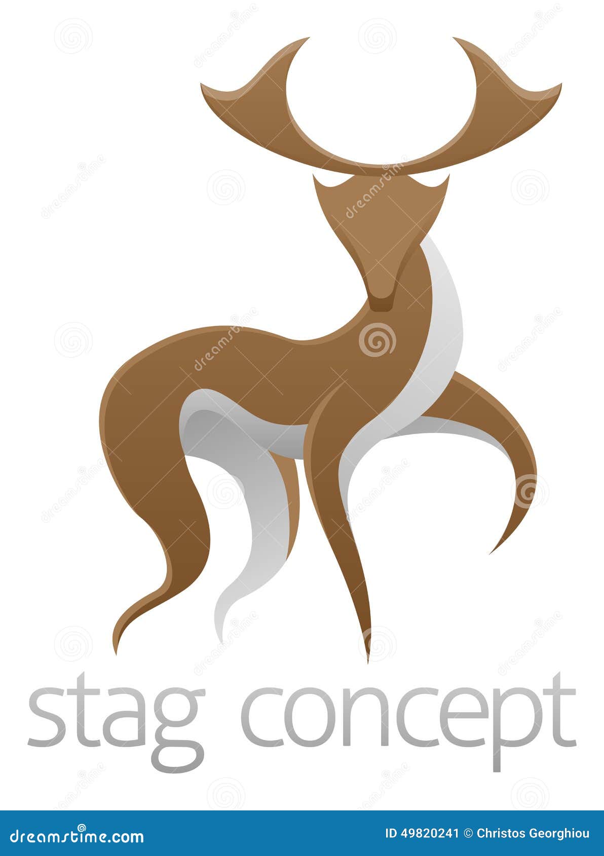 Deer Concept Art Vector Hand Drawn Half Head Skull And Face ...
