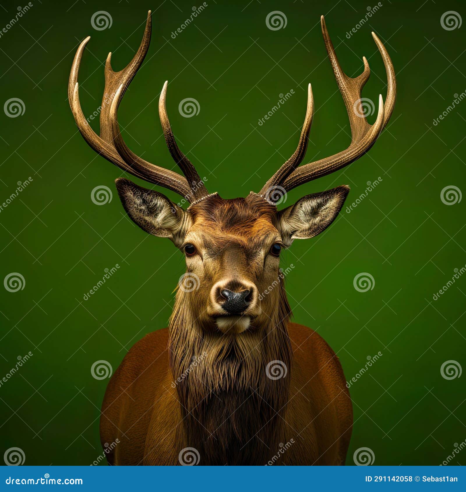 Stag Deer, Studio Shoot Concept on Blue Background Stock Illustration ...