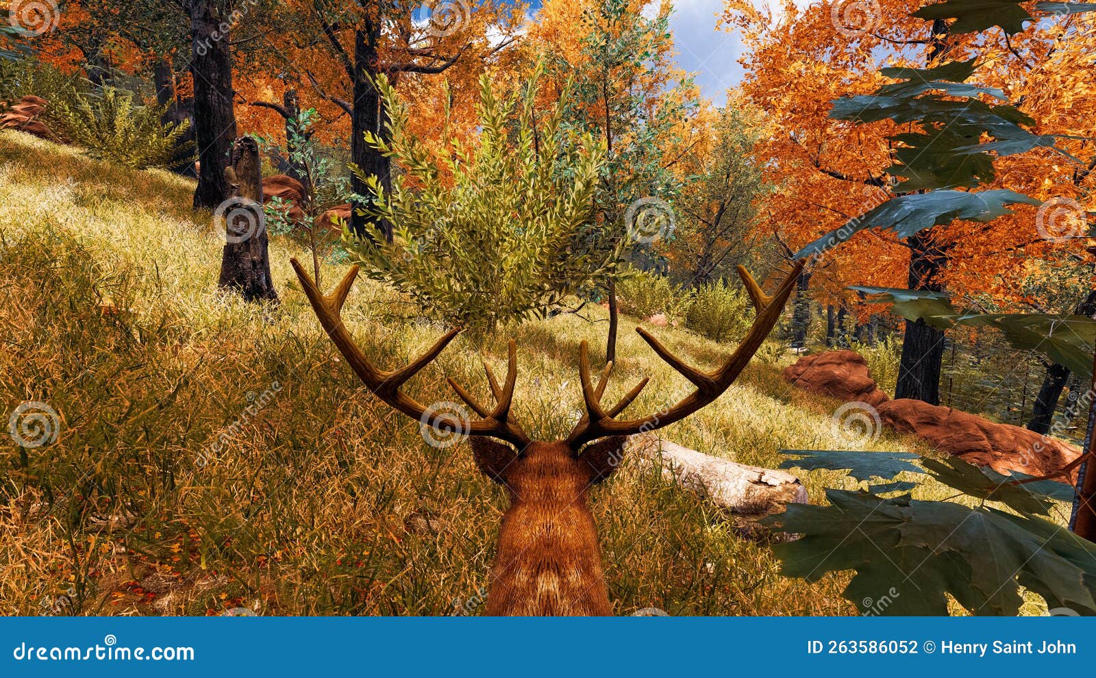 3D Rendering Stag in the Digital Environment about Sustainable ...