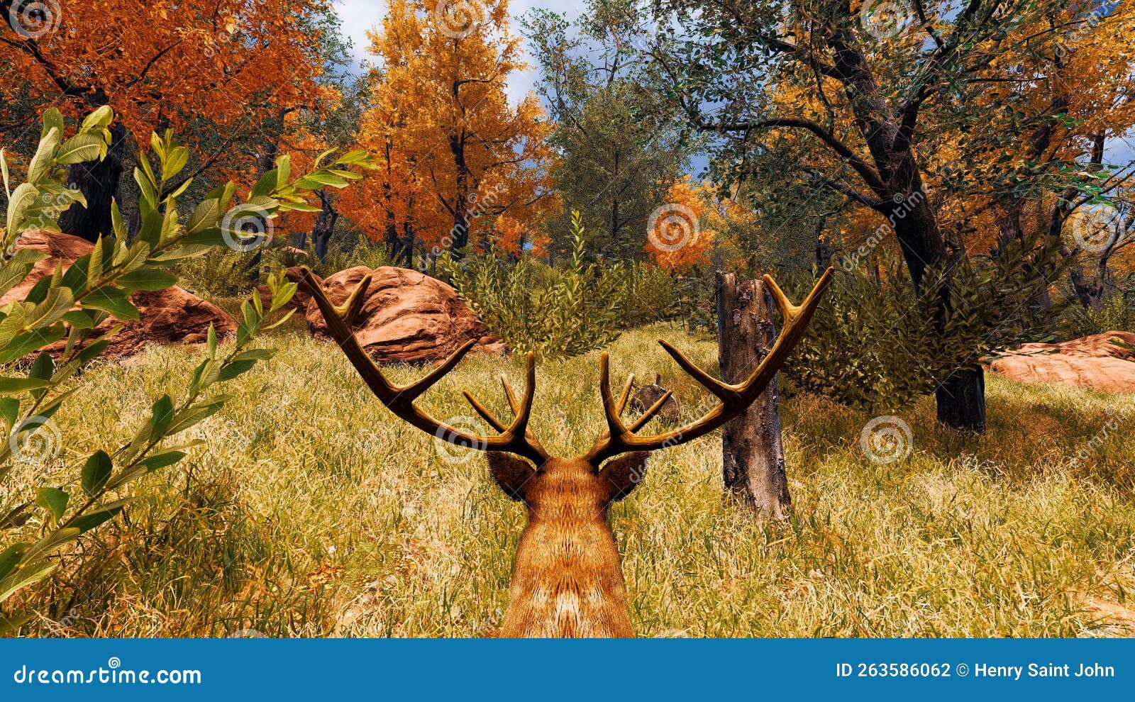 3D Rendering Stag in the Digital Environment about Sustainable ...