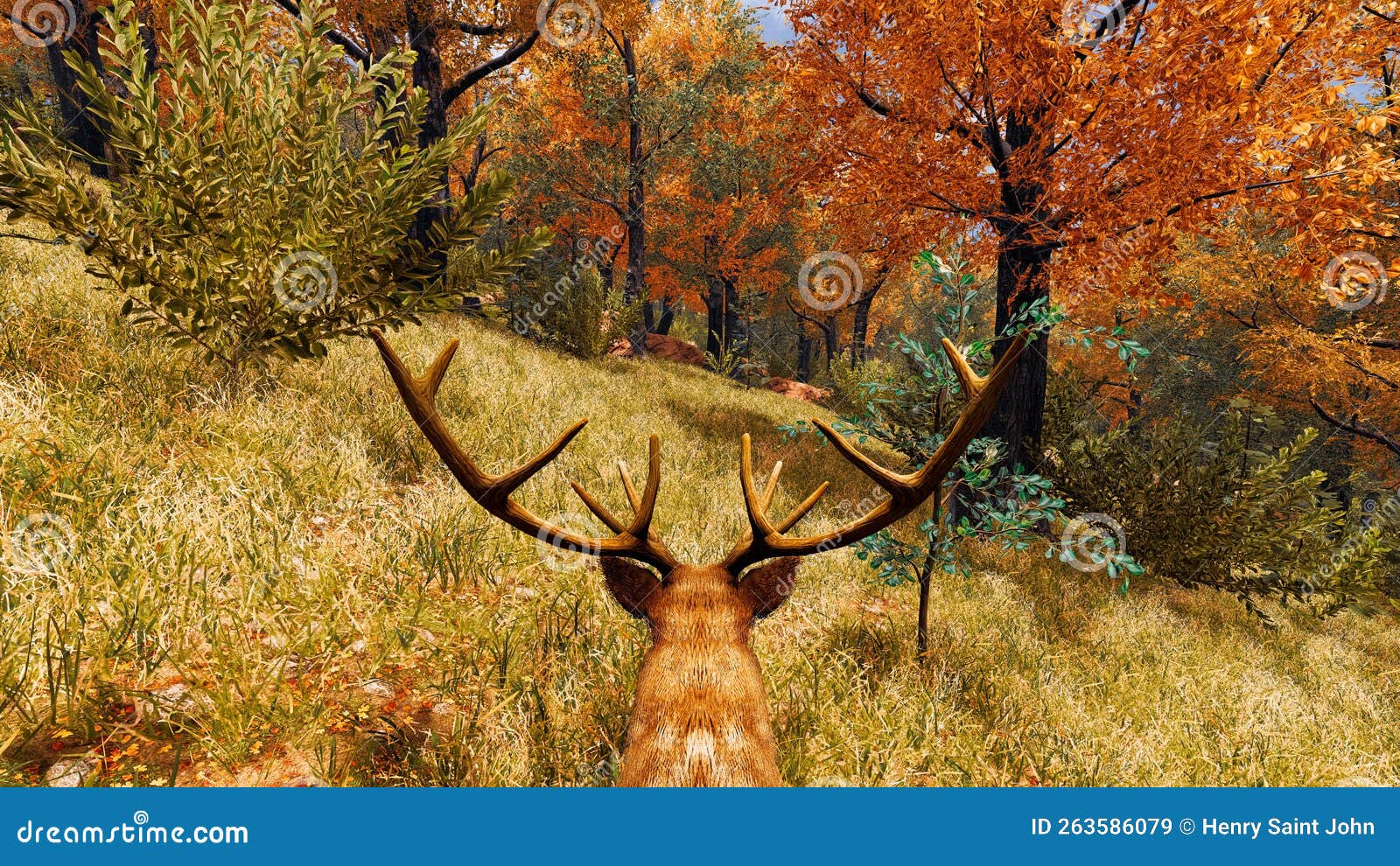 3D Rendering Stag in the Digital Environment about Sustainable ...