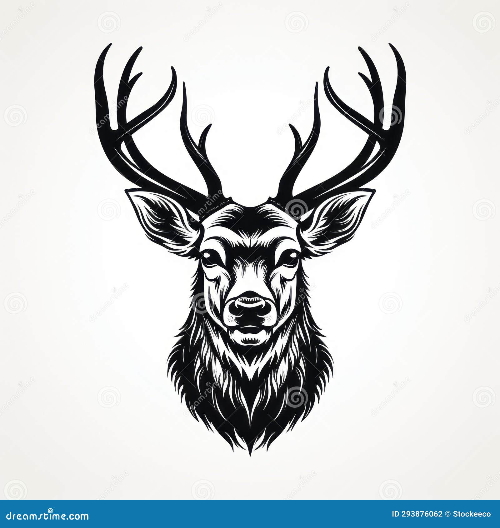Vintage Stags Head Illustration on White Background Stock Illustration ...