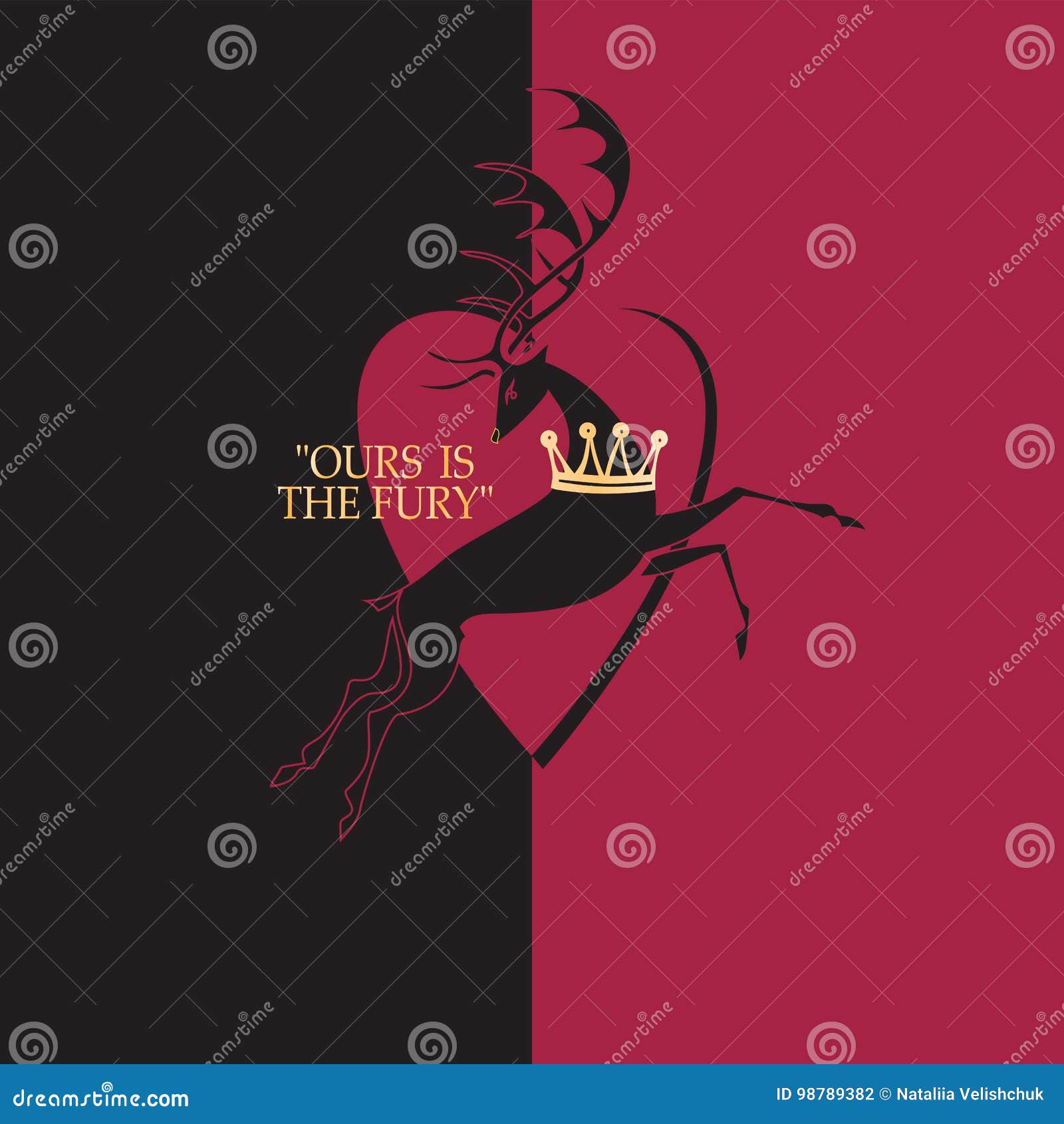 Stag. Red and the black stock vector. Illustration of silhouette - 98789382