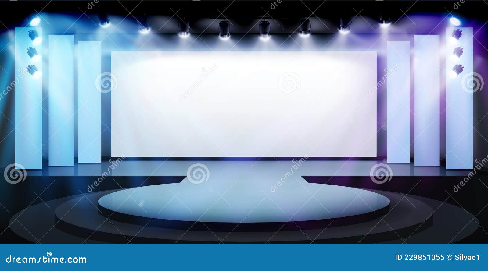 Large Projection Screen on Stage. Abstract Vector Illustration. Stock ...
