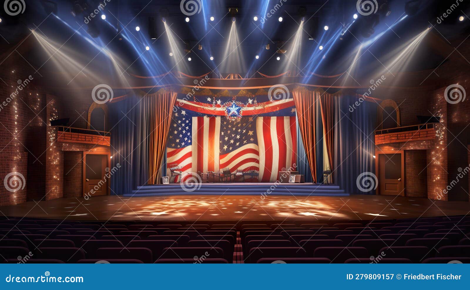 A Stage with an American Flag on it. Generative AI Image. Stock ...