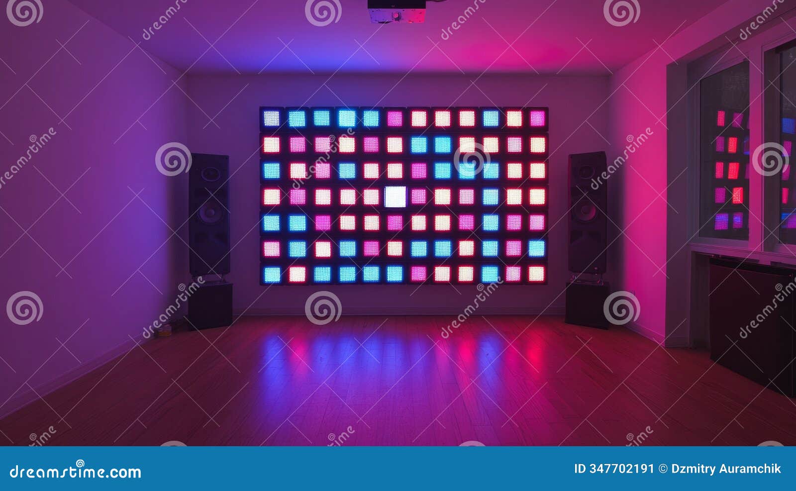 A Stage Backdrop with a Glowing TV Screen Displaying a Pixel Texture ...