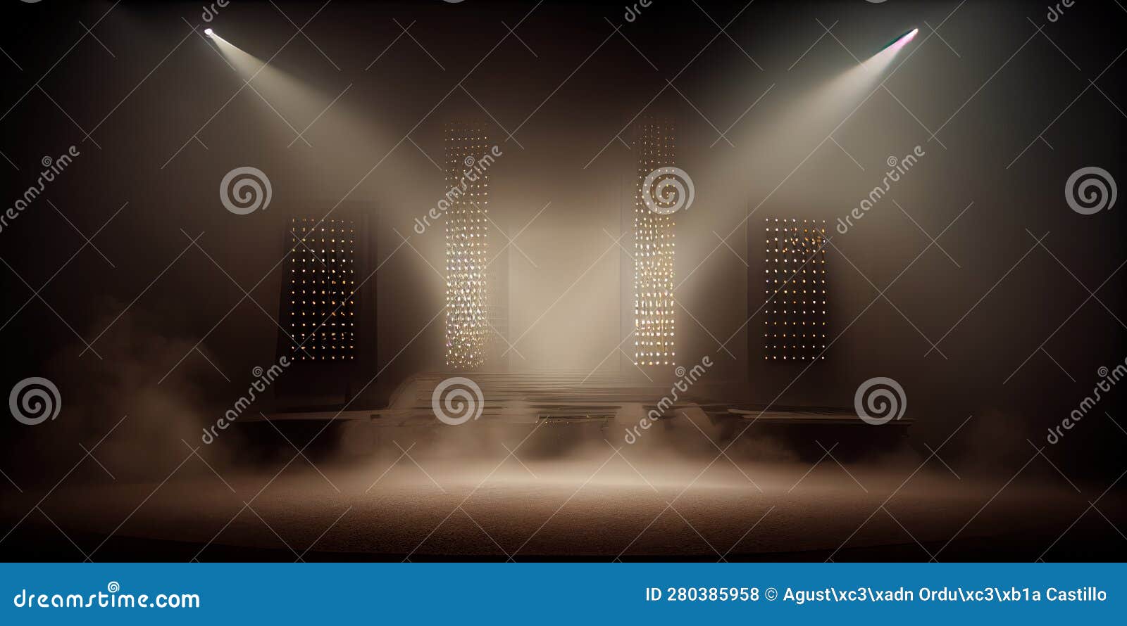 Stage with Beams of Light and Particles in the Air. Design for the ...