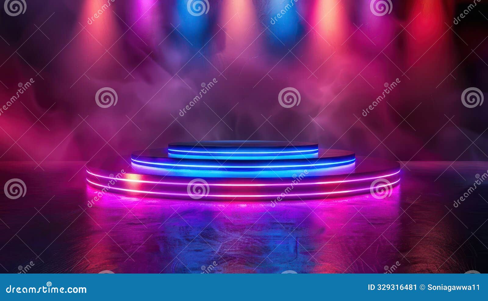 A Stage with a Blue and Red Light Show Stock Illustration ...
