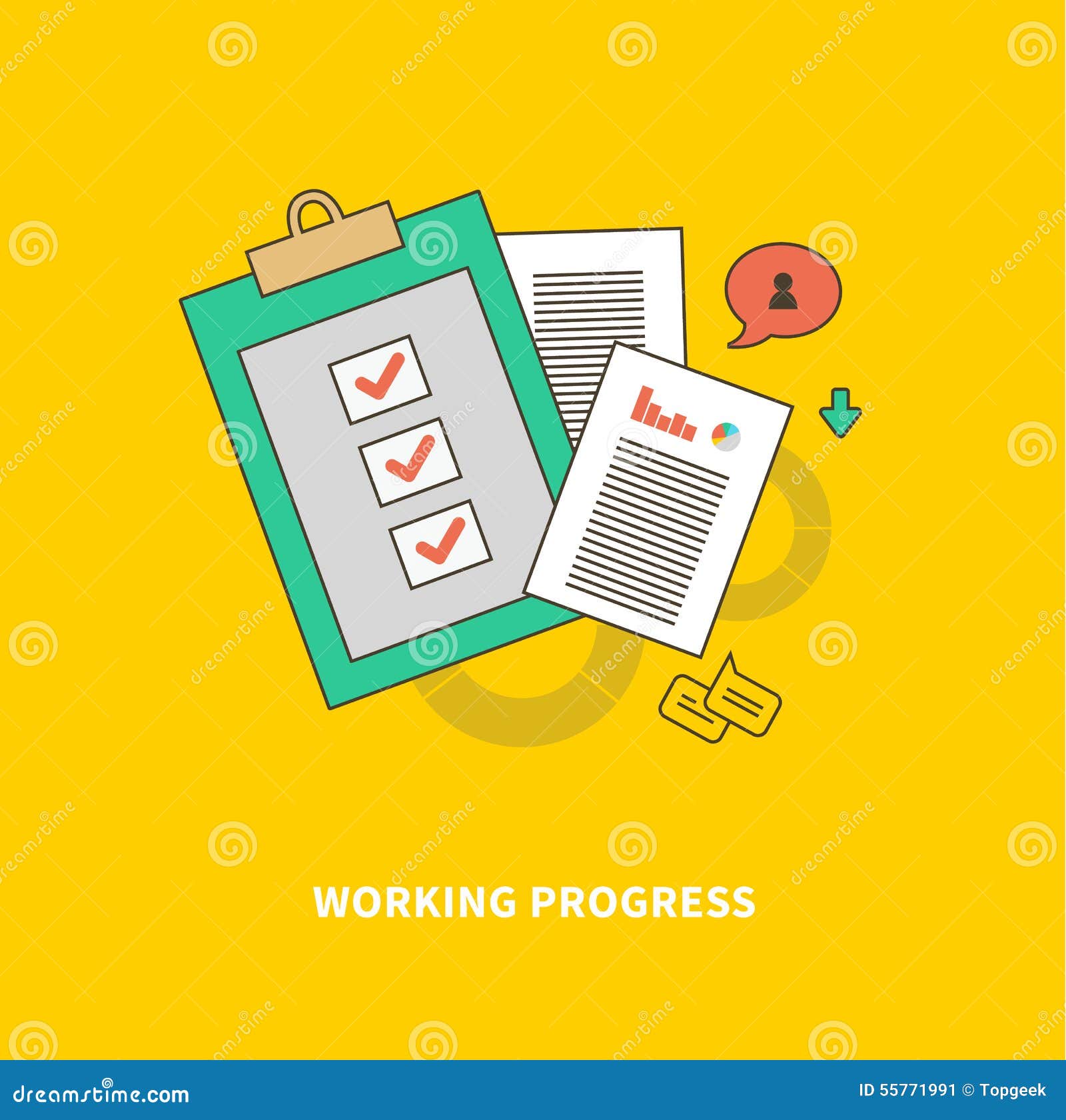 Stage of Business Process is Working Progress Stock Vector ...