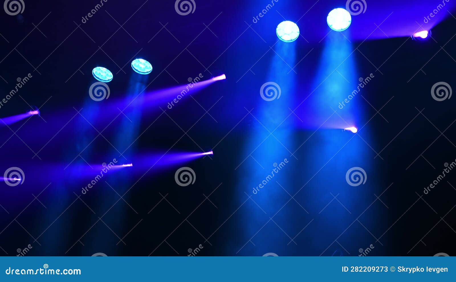 Stage Ceiling Light, Bright Blue Spotlights Lightning on a Musical ...