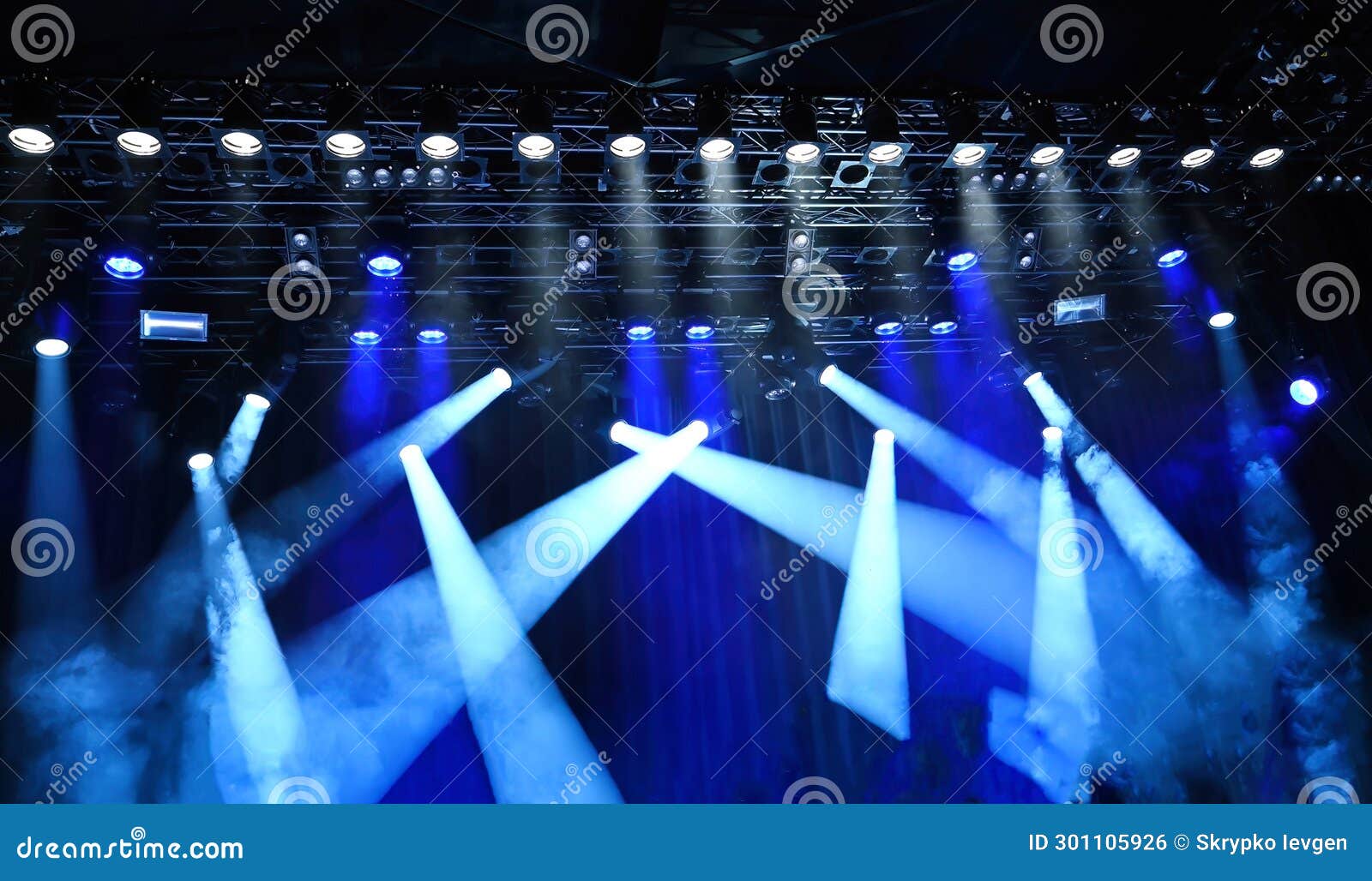 Stage Ceiling Light, Bright Blue Spotlights Stock Photo - Image of ...