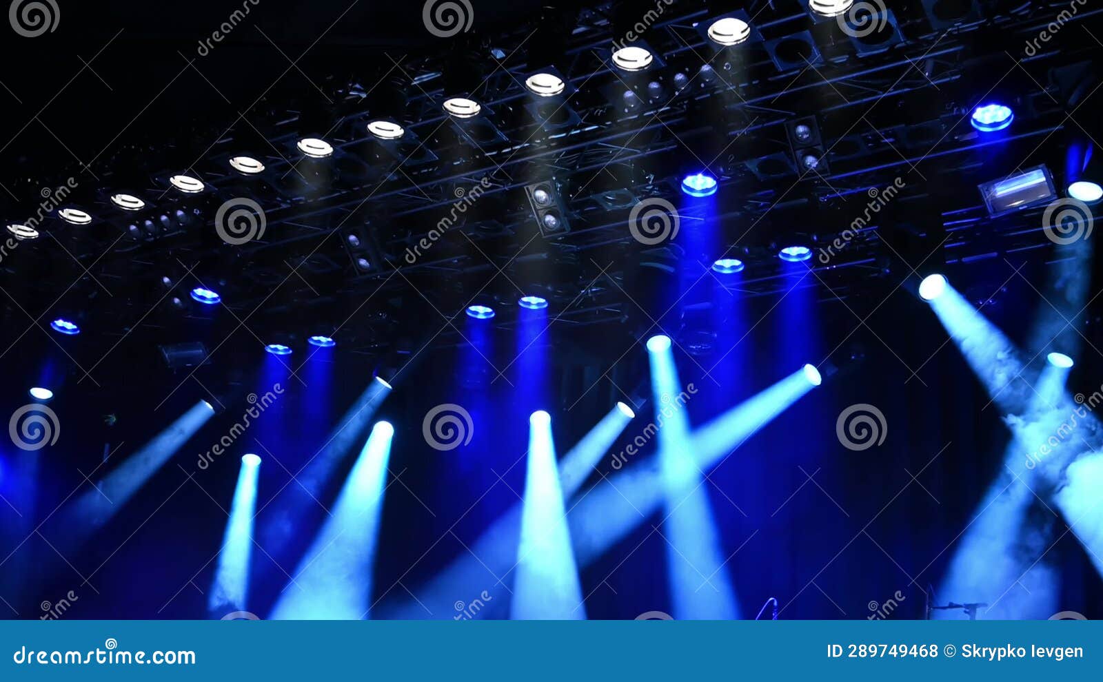 Stage Ceiling Spotlights Lighting the Stage during the Show Stock ...
