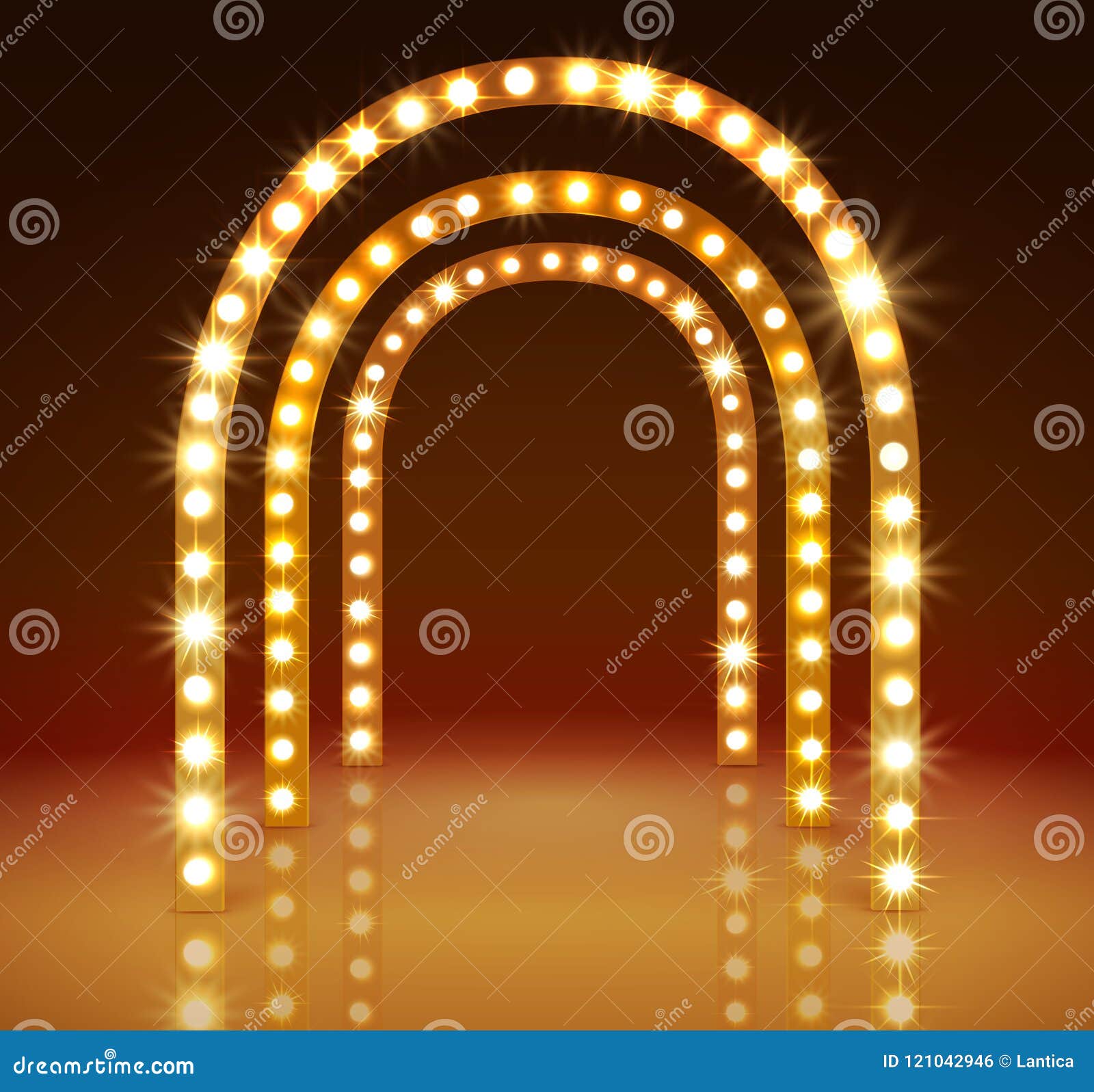 Stage with Circle Light Bulbs Stock Vector - Illustration of neon ...