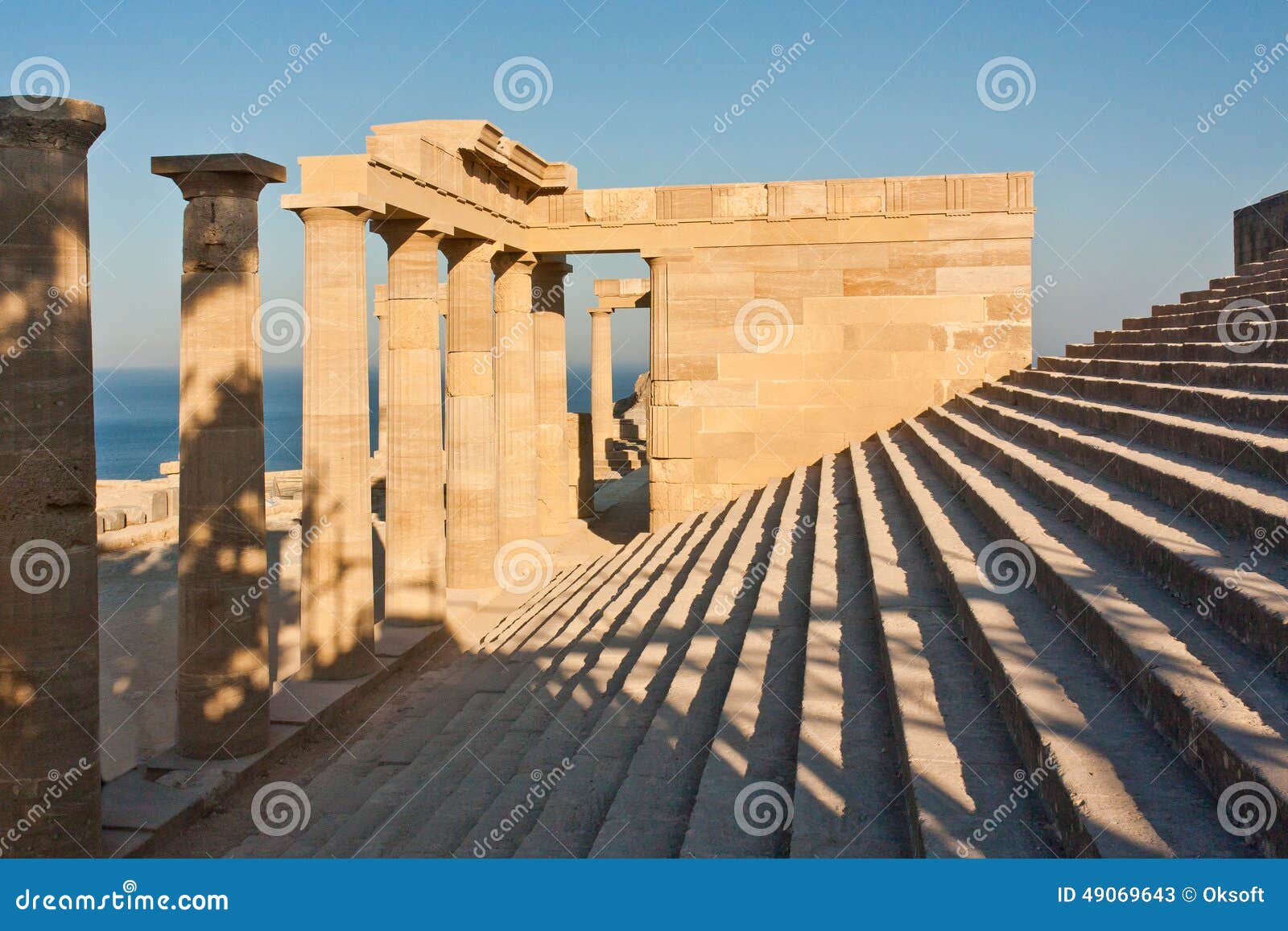 Stage and Columns of the Ancient Acropolis Stock Image - Image of blue ...