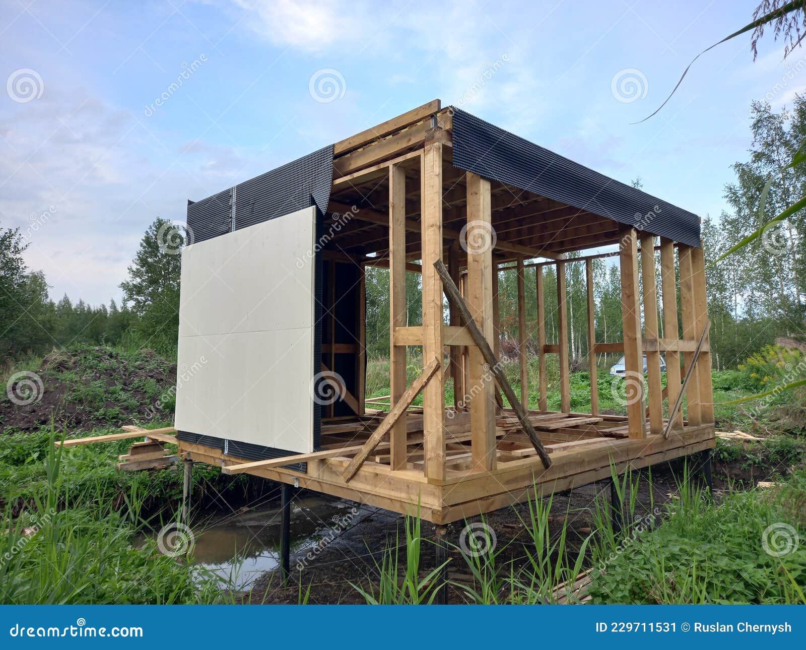 The Stage of Construction of a Frame House Stock Image - Image of ...