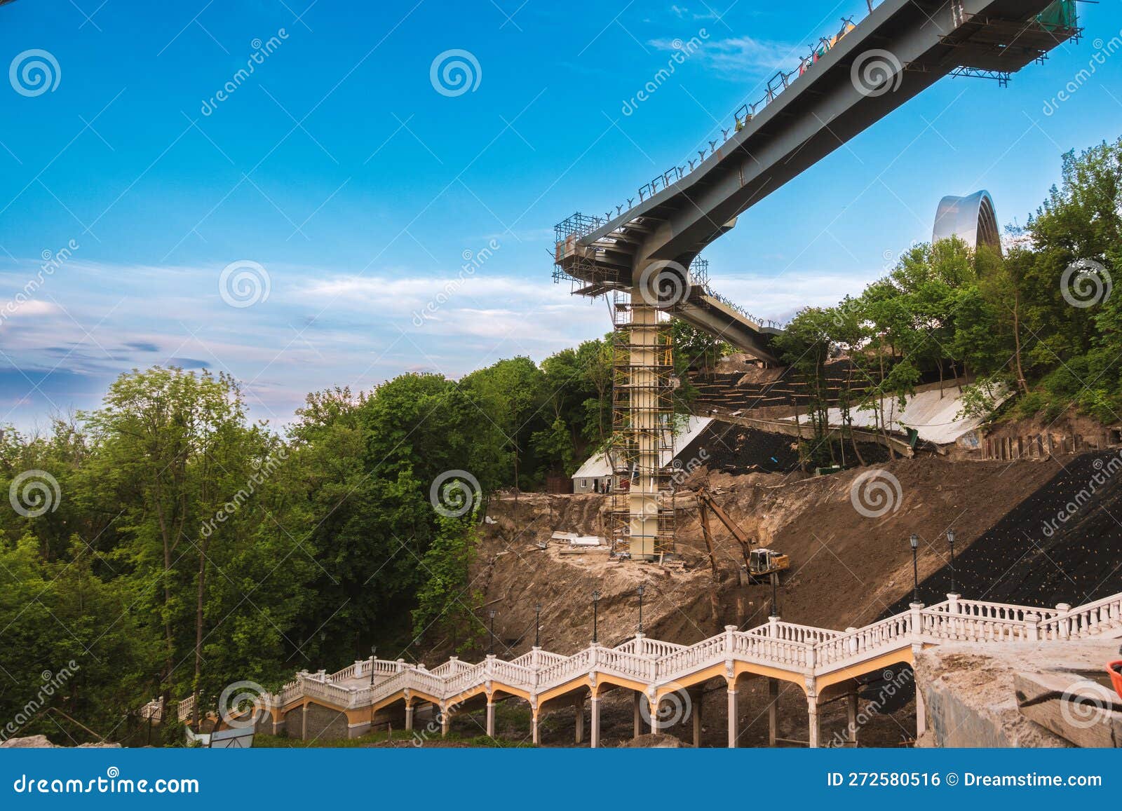 Stage of Construction of the Glass Pedestrian Bridge Klichka in Kyiv ...