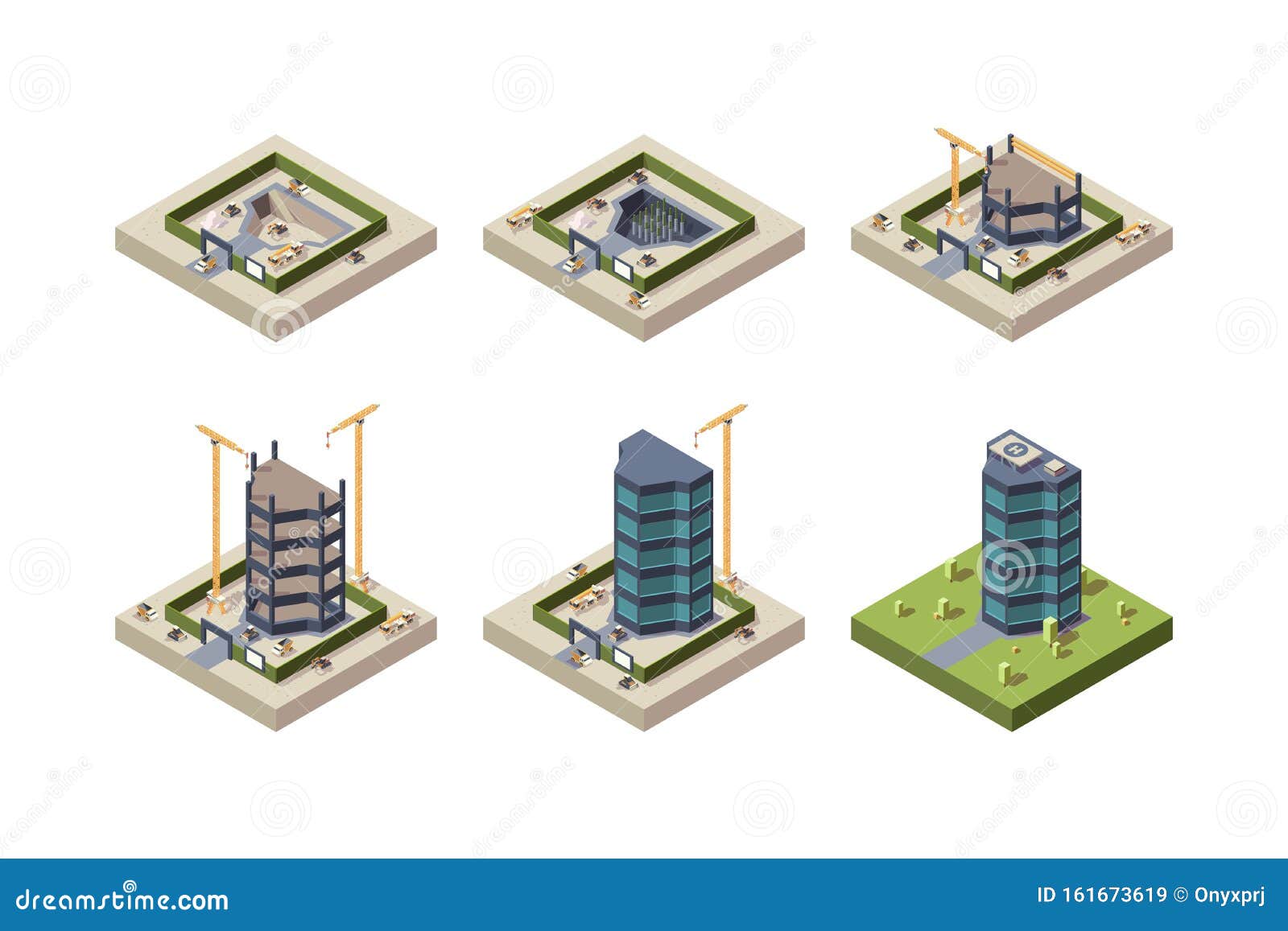 Stage Construction Isometric. High Modern Building Skyscraper ...