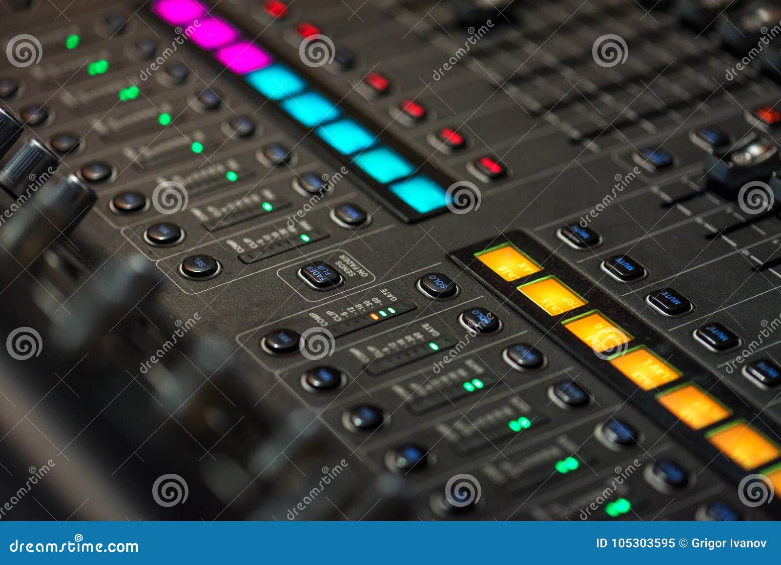 Stage Controller with Sliders Stock Image - Image of channel, concert ...