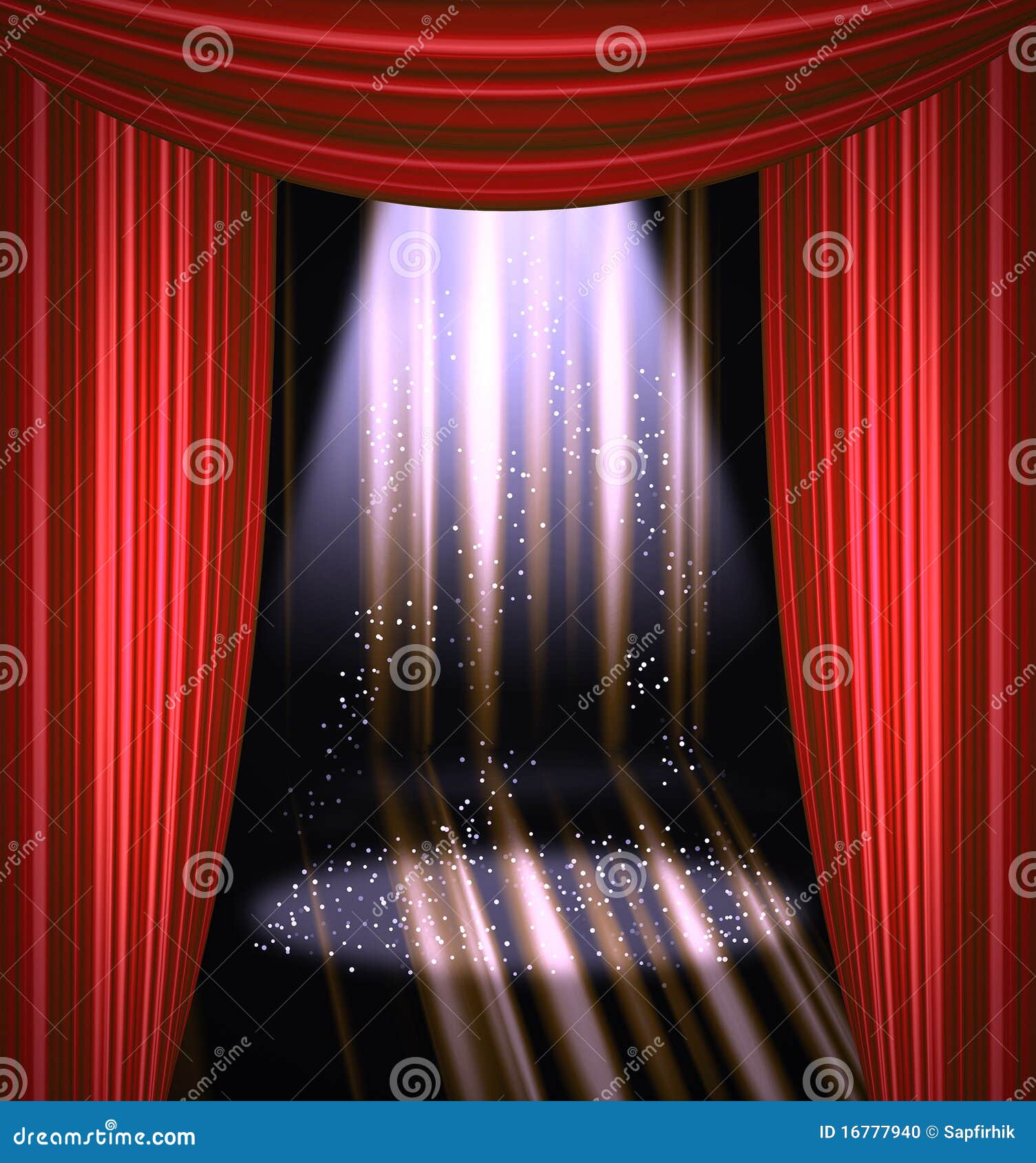 Stage Curtain with Light and Shadow Stock Illustration - Illustration ...