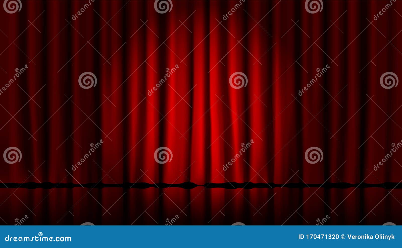 Stage Curtains Light by Searchlight. Realistic Theater Red Dramatic ...