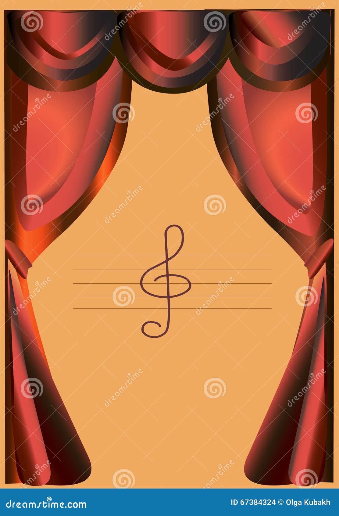 Stage Curtains. Program-card Stock Illustration - Illustration of ...